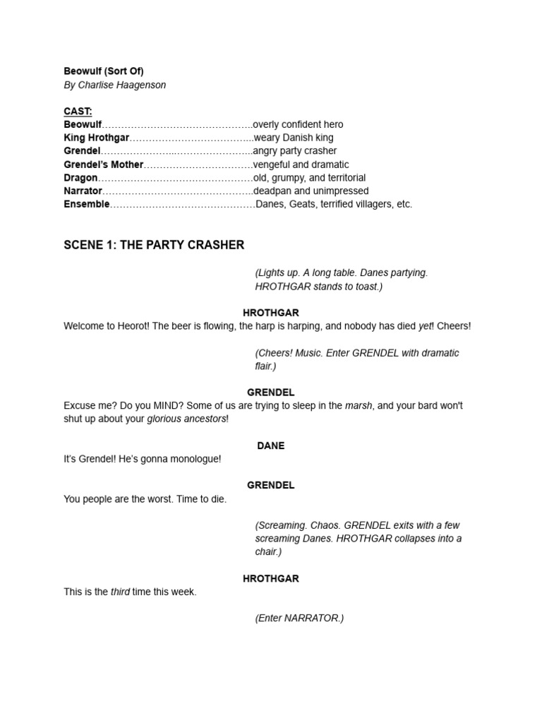 Beowulf (Sort Of) - Short Play | PDF | Beowulf | English Heroic Legends