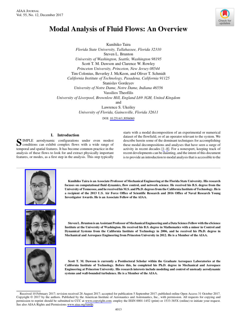 Modal Analysis of Fluid Flows: An Overview | PDF | Eigenvalues And ...