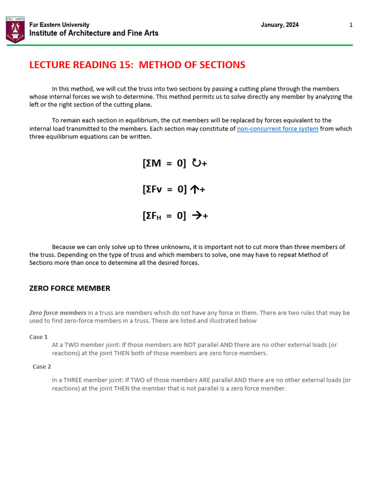 Method of Sections in Truss Analysis | PDF | Force | Truss