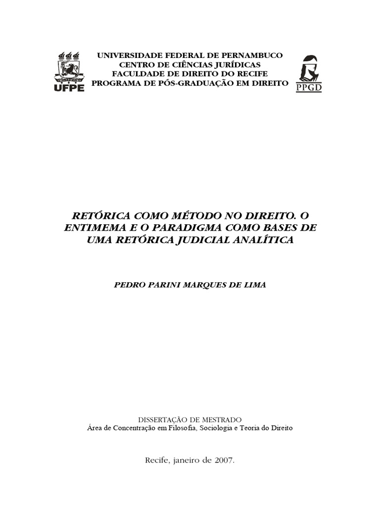 Retórica no Direito: Entimema e Paradigma | PDF | Método científico ...