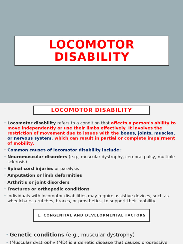 Understanding Locomotor Disability Causes | PDF | Cerebral Palsy | Joint