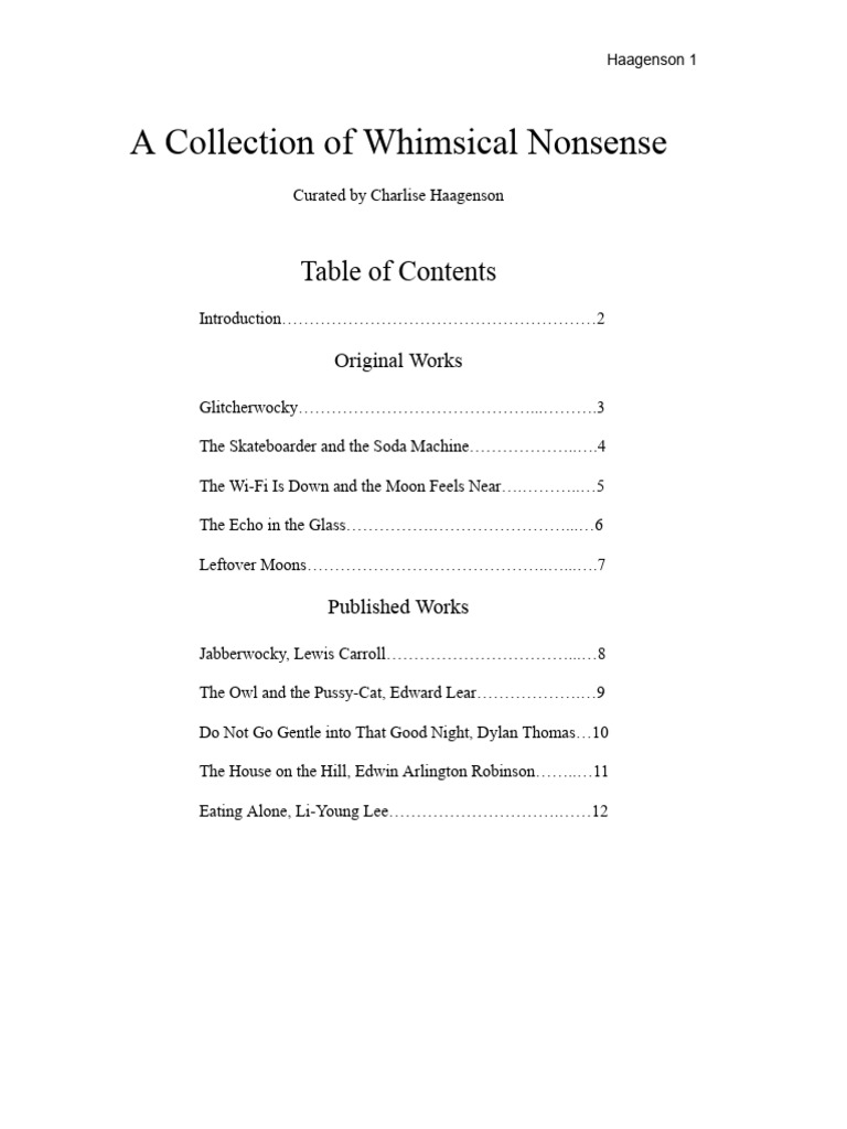A Collection of Whimsical Nonsense - Poetry Collection | PDF | Poetry ...