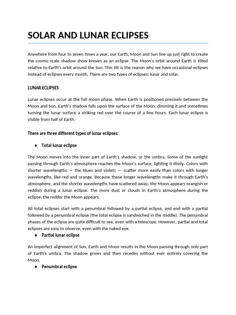Solar and Lunar Eclipses CSS Gsa | PDF | Solar Eclipse | Eclipse