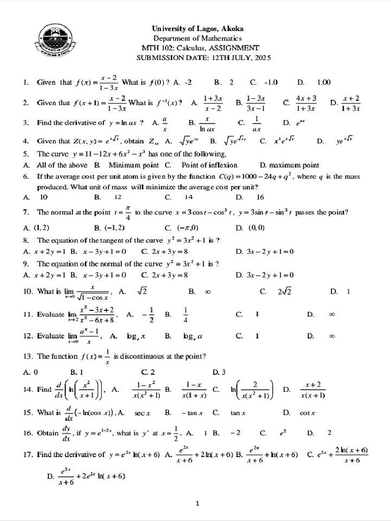 100 Calculus Questions, Solutions and Answers | PDF
