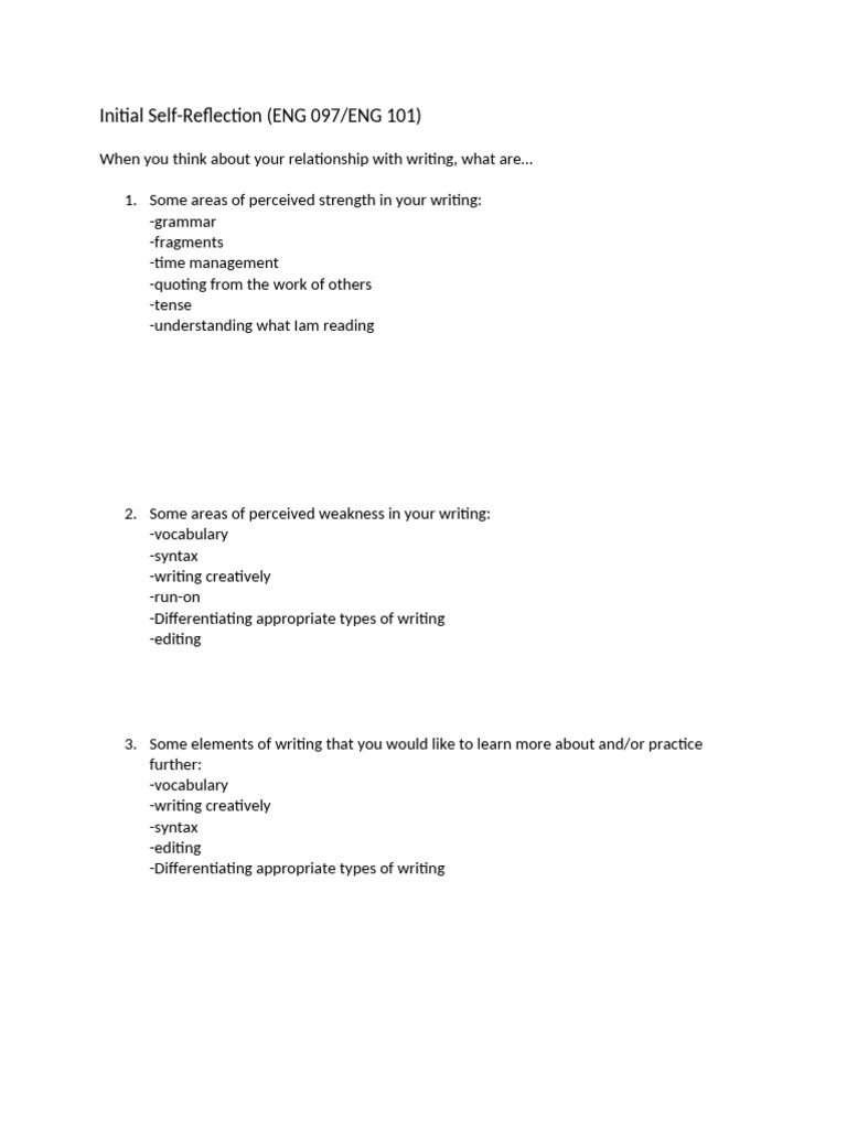 Initial Self-Reflection | PDF