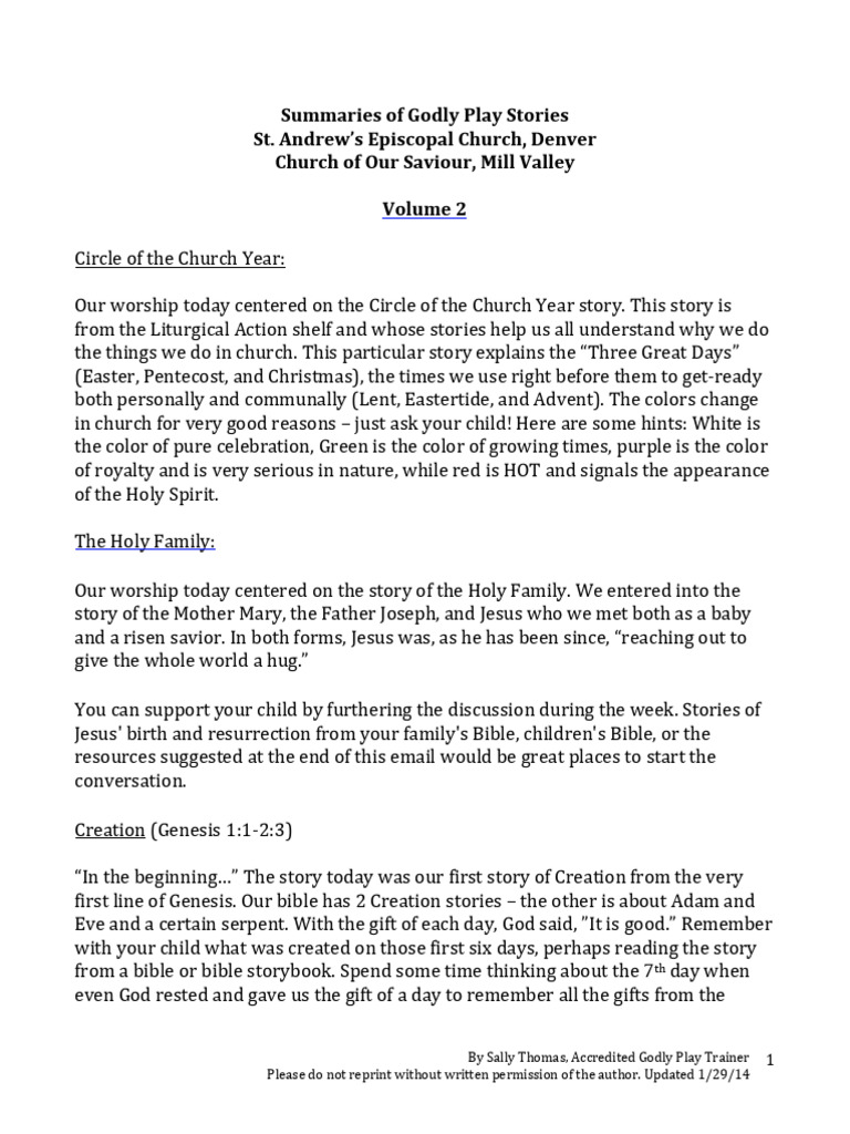 Godly Play Story Summaries for Families | PDF | Sarah | Ishmael