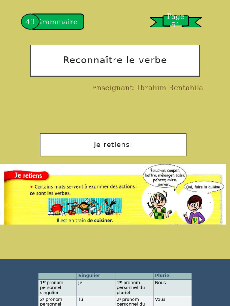 Reconnaître Le Verbe | PDF | Verbe | Nombre grammatical