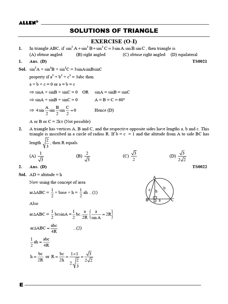Triangle Solutions and Properties Explained | PDF | Classical Geometry ...