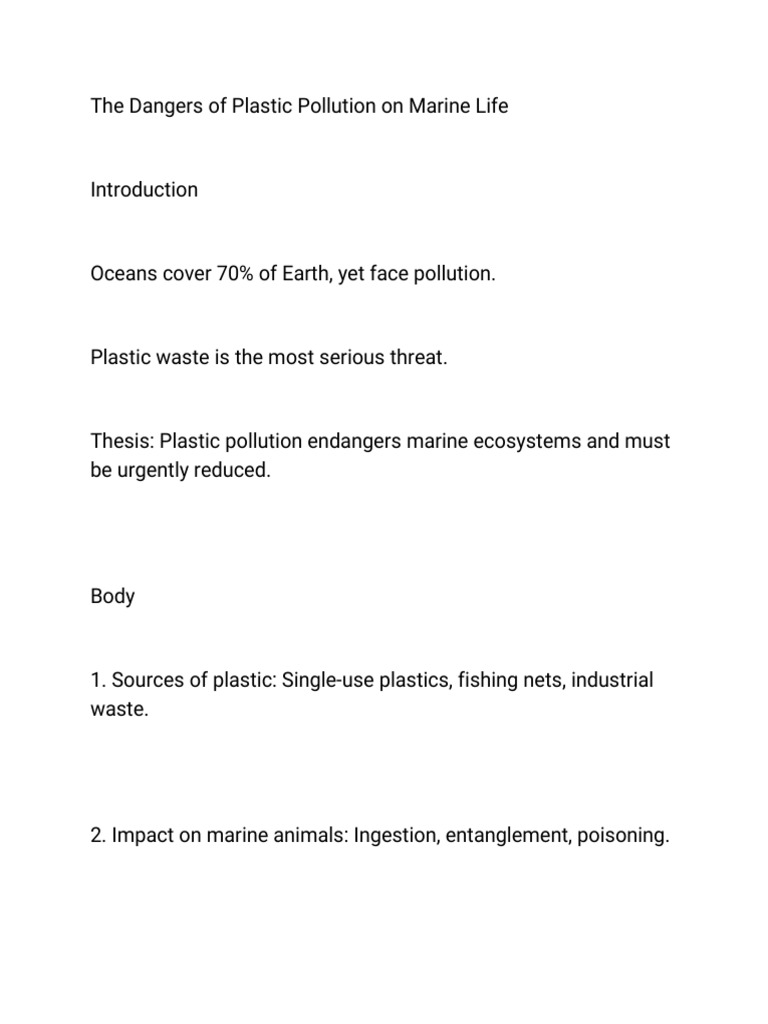 Research Paper On The Dangers of Plastic Pollution | PDF