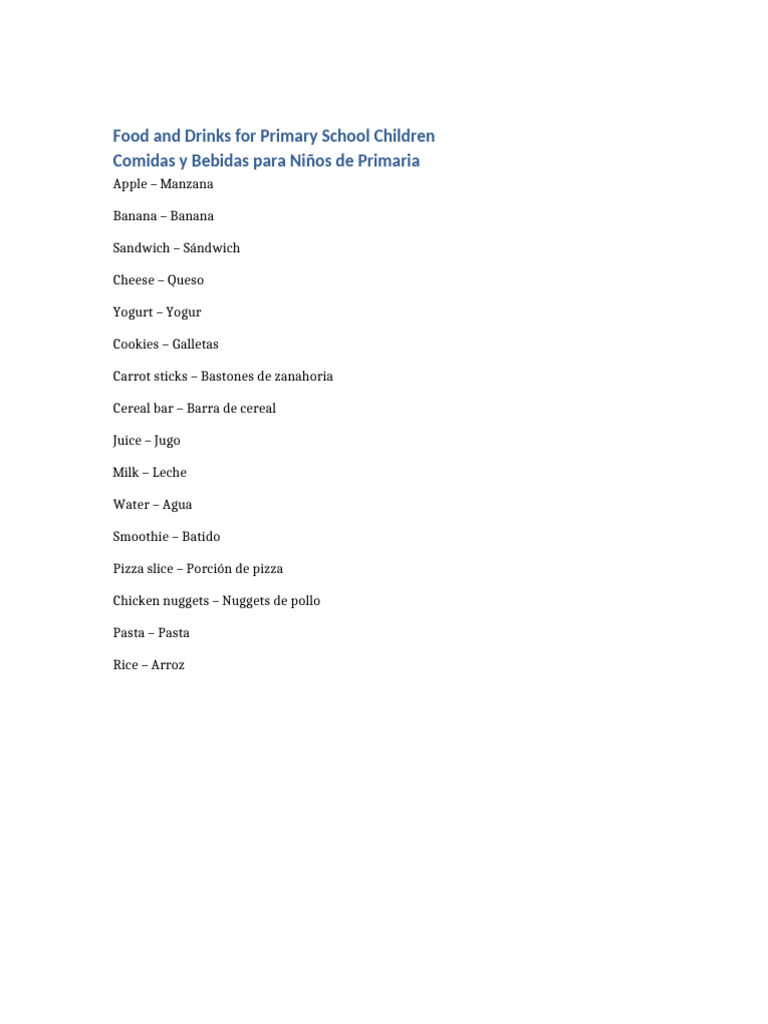 Food and Drinks For Children | PDF
