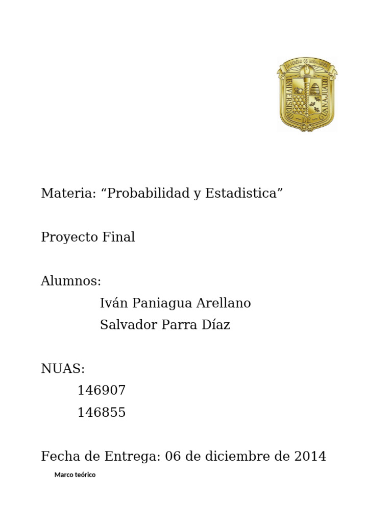 Proyecto Probabilida Y Estadística | PDF | Ecuaciones | Análisis numérico