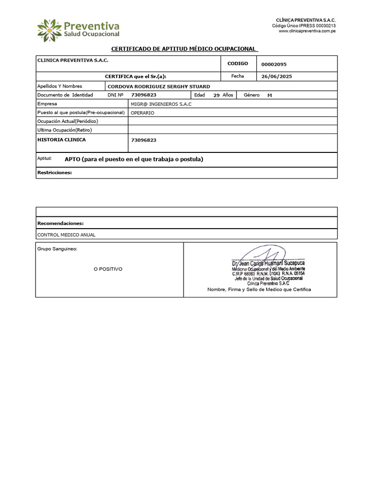 Cordova Rodriguez Serghy - Migr@ Ingenieros Sac | PDF | Ojo humano ...