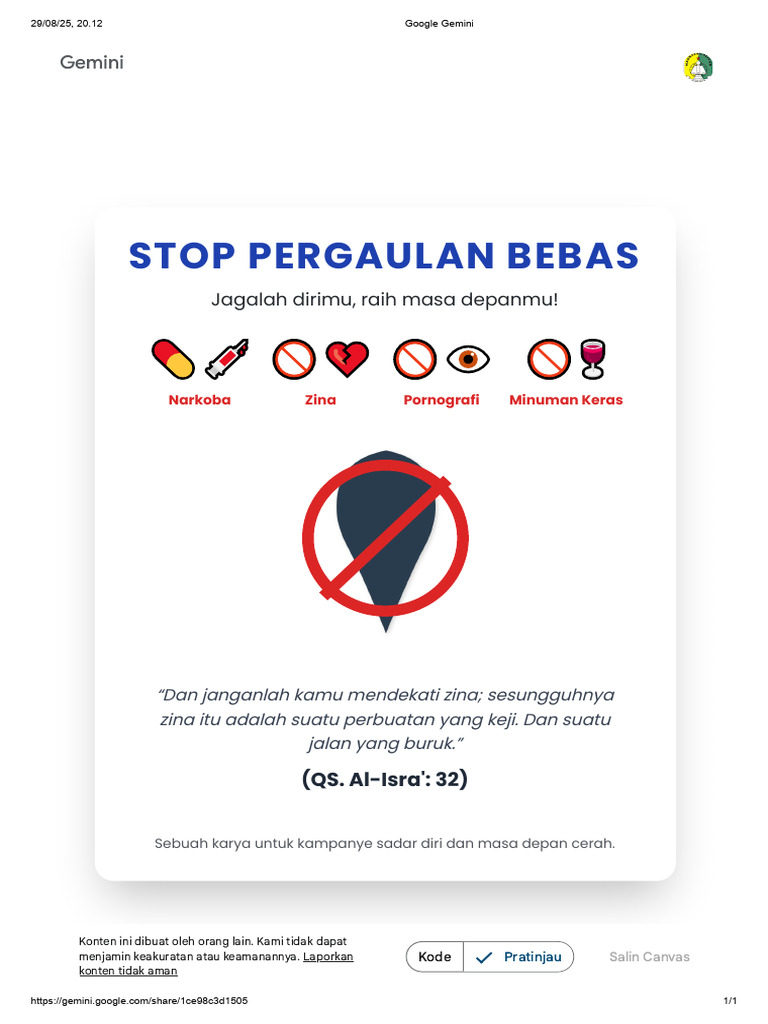 Gemini - Desain Poster Kampanye - STOP Pergaulan Bebas | PDF