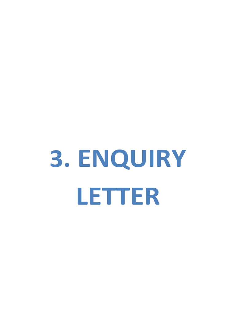Class 9 Enquiry Letter Format Guide | PDF | Business
