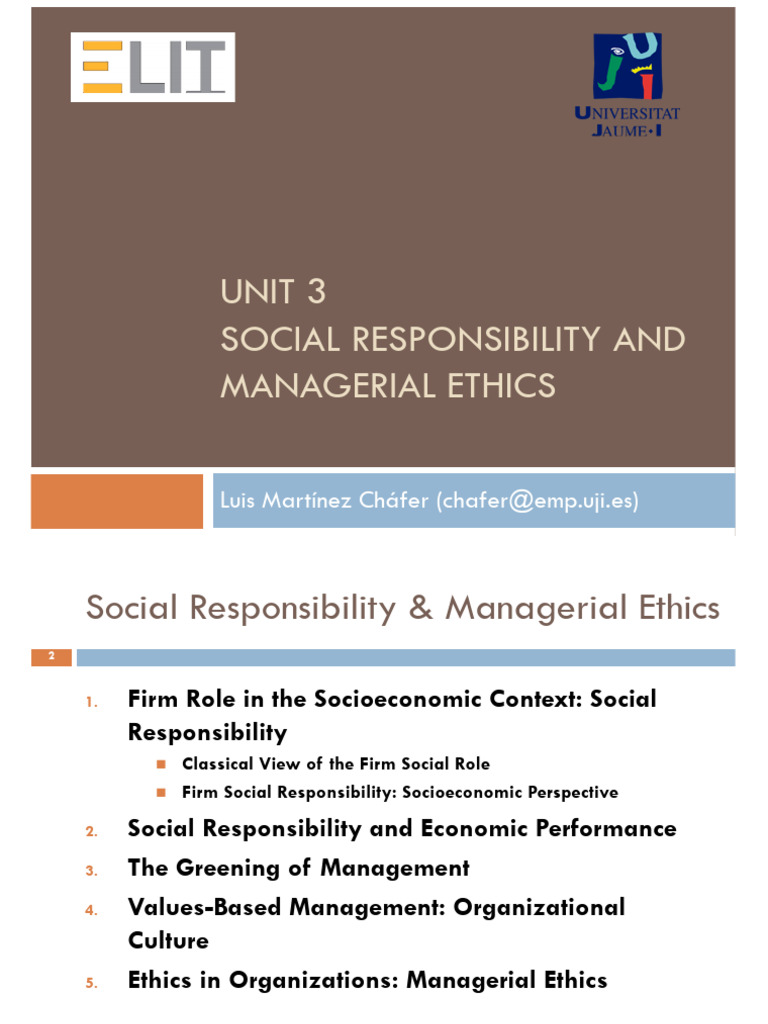 Unit3 - Social Responsibility and Managerial Ethics - 2022 | PDF | Sustainability | Profit ...