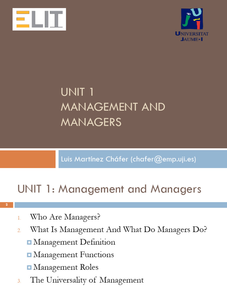 Unit1 - Management and Managers | PDF | Cognition | Business
