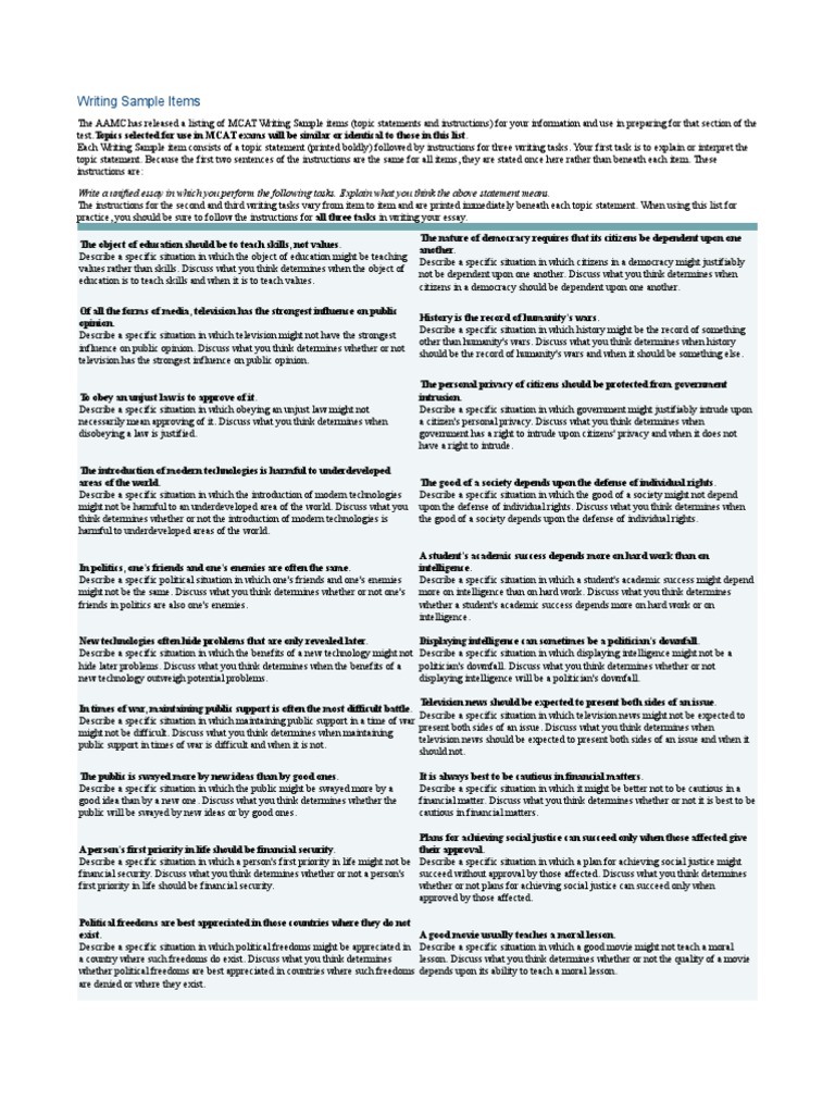 MCAT Writing Sample Guidelines | PDF | Democracy | Political Ideologies