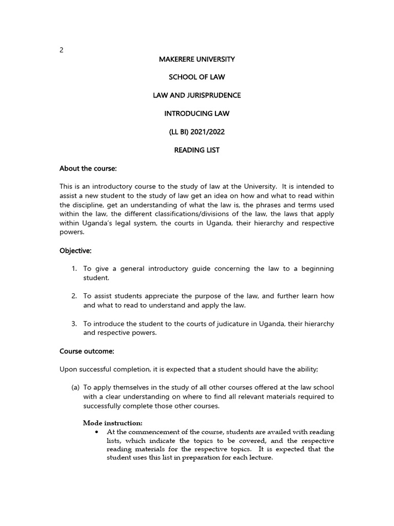 Legal Methods Reading List for LLB 1 | PDF | Precedent | Justice