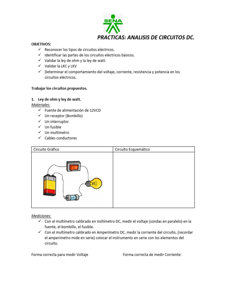 Practica Circuitos Basicos | PDF | Red eléctrica | Corriente eléctrica