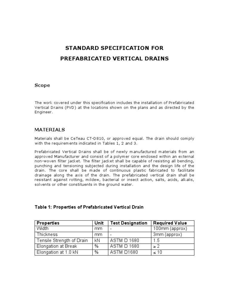 ASTM Standards for Prefabricated Drains | PDF | Drainage ...