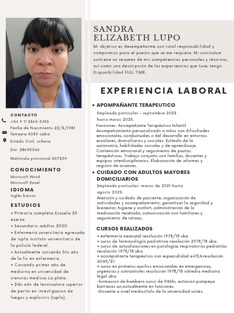Curriculum de Sandra Elizabeth Lupo.pdf-1 | PDF | Cuidado de la salud ...