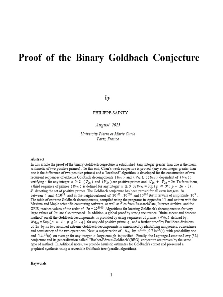 Proof of The Binary Goldbach Conjecture | PDF | Prime Number ...