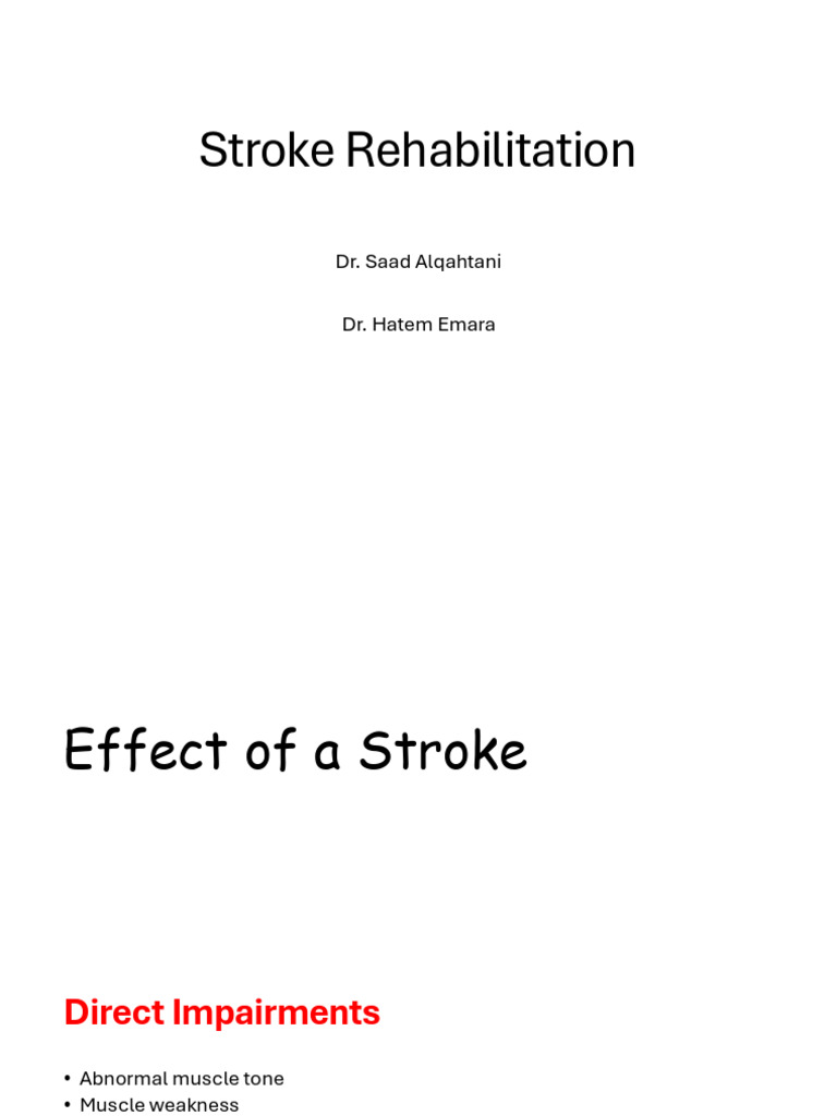 Stroke Rehabilitation: Key Impairments & Goals | PDF | Anatomical Terms ...