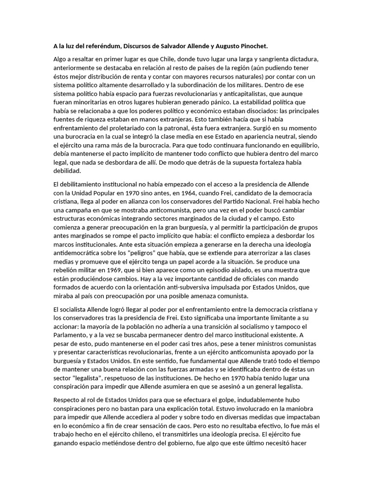 Salvador Allende y Pinochet | PDF | Chile | Comunismo