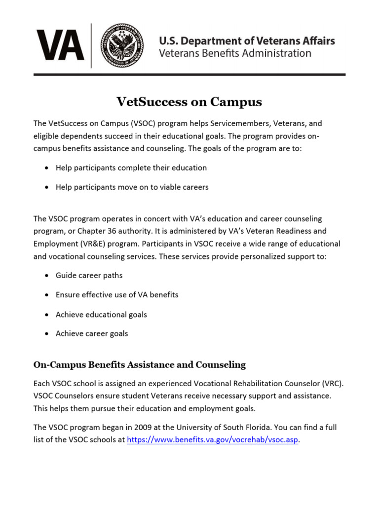 VetSuccess on Campus Overview | PDF | United States Department Of ...