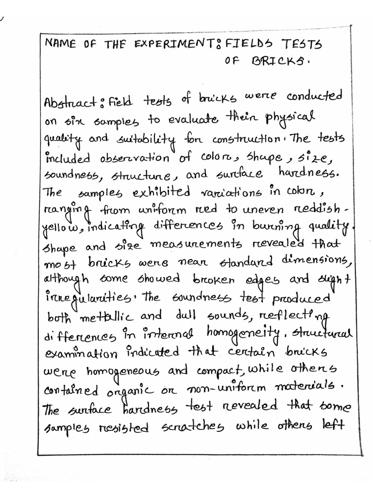 Field Test of Bricks | PDF