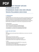KTSP PAUD 2025: Pedoman Pendidikan Anak | PDF