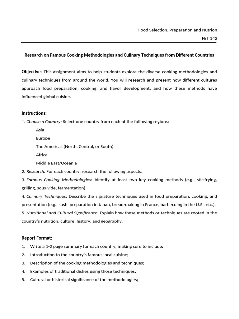 Global Culinary Techniques Research Guide | PDF | Cooking | Cuisine