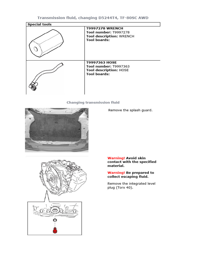 TF-80SC AWD Transmission Fluid Change | PDF | Manufactured Goods ...