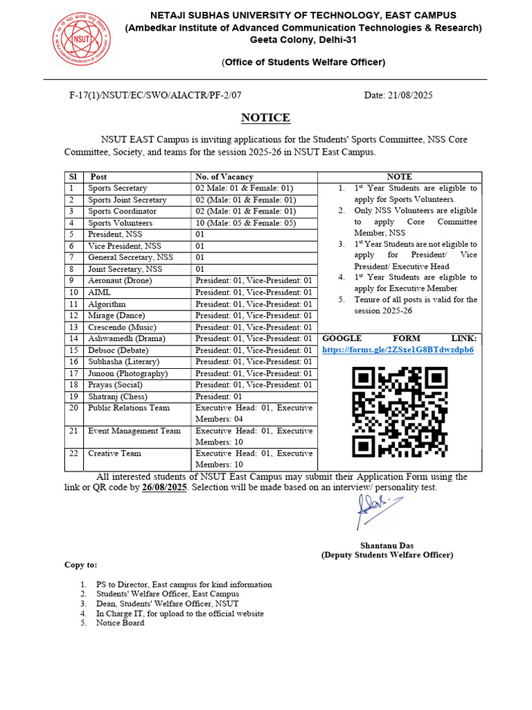 NSUT East Campus Student Committee Applications | PDF | Chess Openings ...