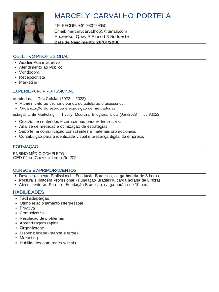 Marcely Carvalho Portela - Currículo - 20250228 - 154003 - 0000 | PDF