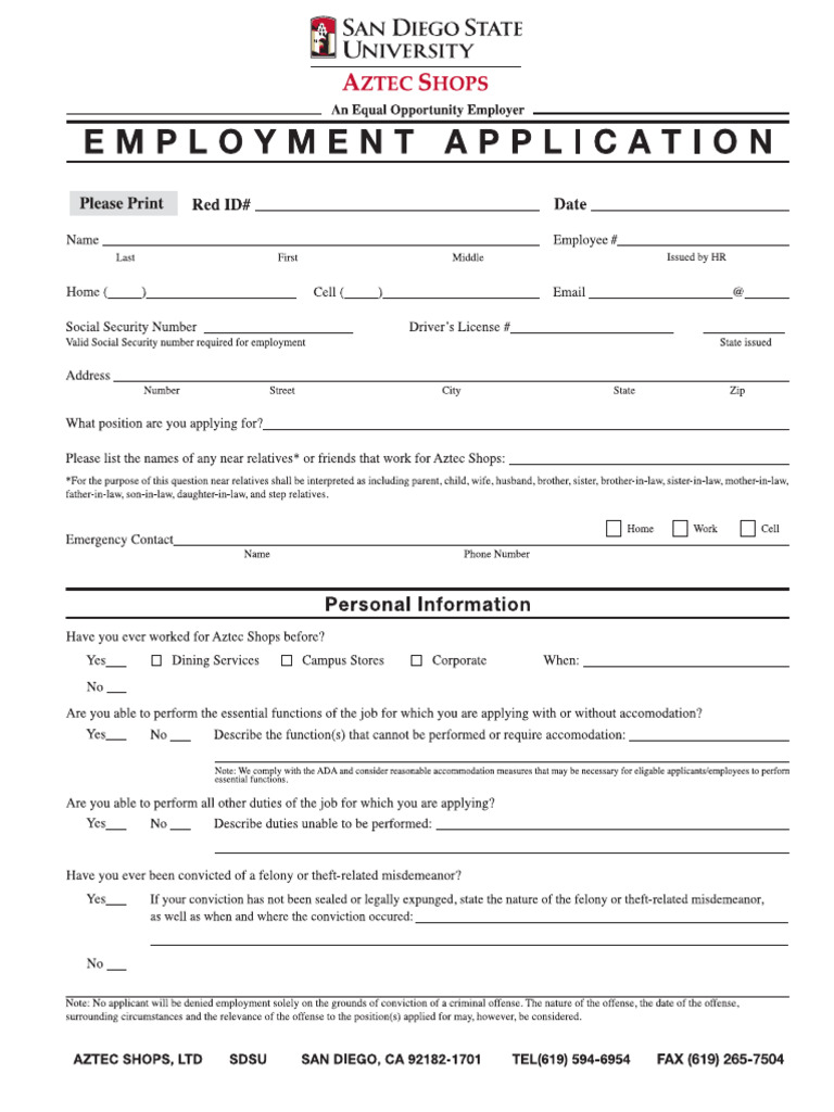 Employment Application Template 28 | PDF
