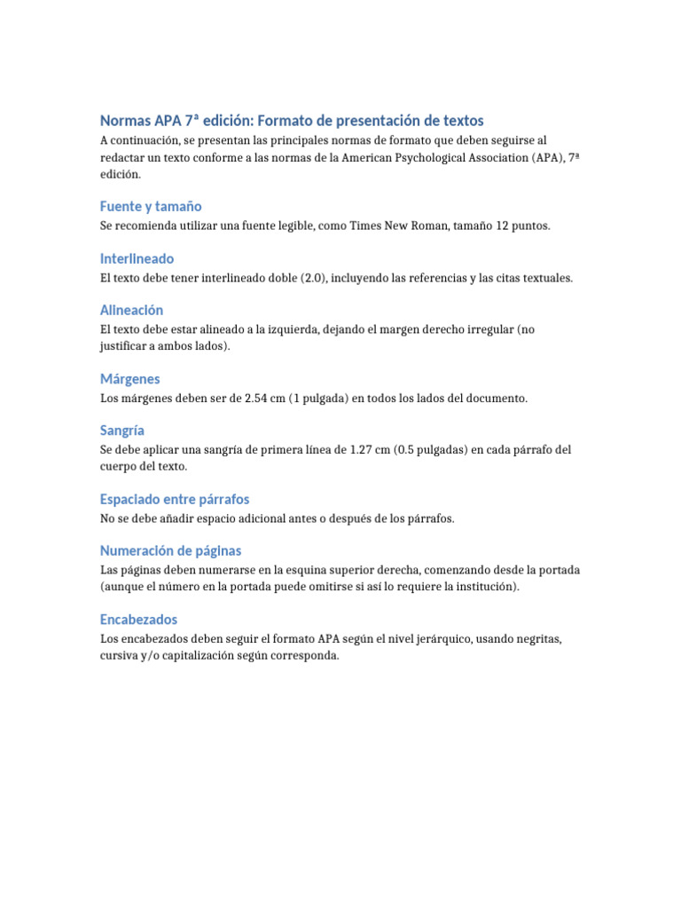 Normas APA 7: Formato de textos | PDF