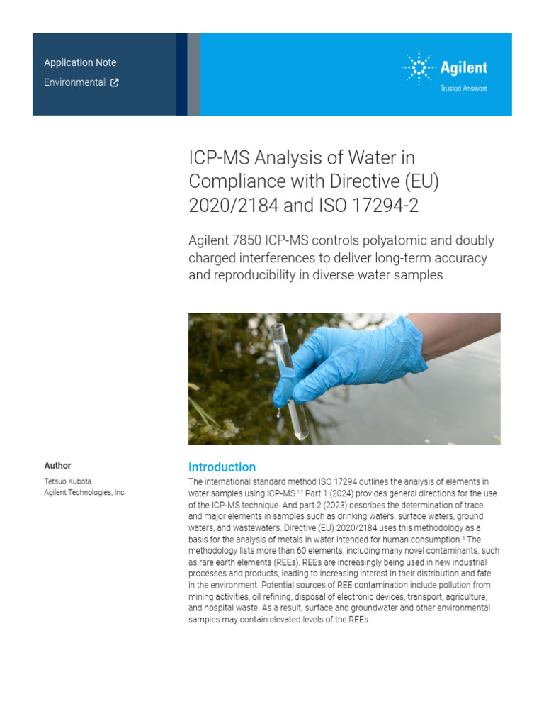 ICP-MS Water Analysis per ISO 17294-2 | PDF | Detection Limit | Chemistry