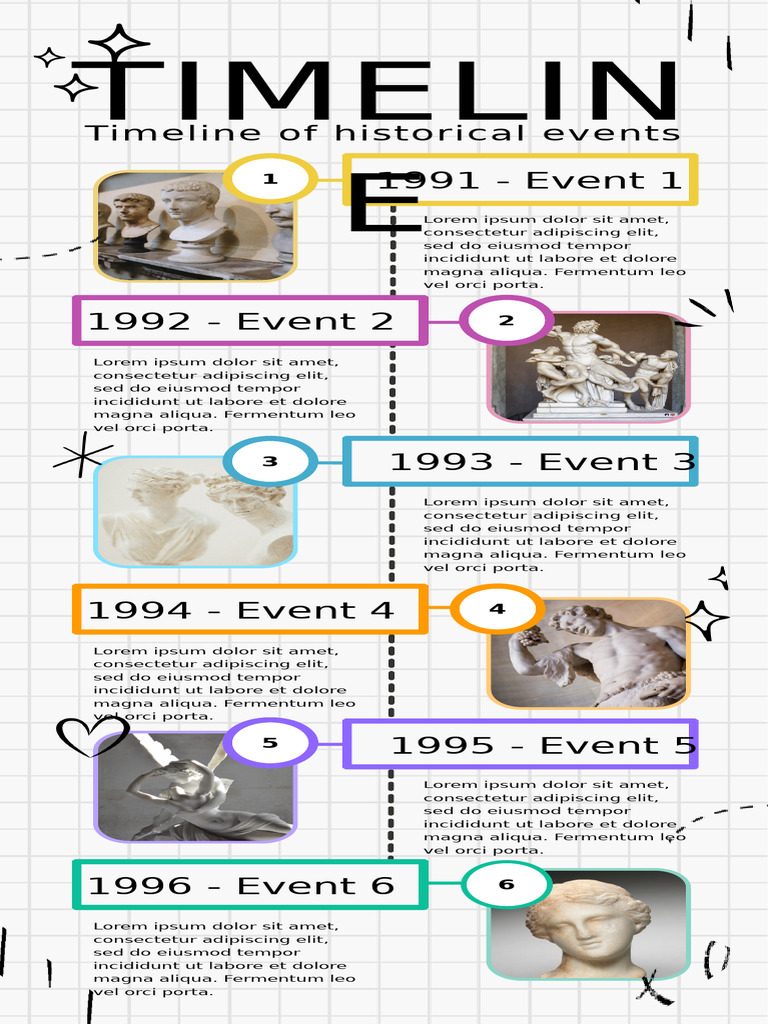 White Colorful Doodle History Timeline Infographic | PDF