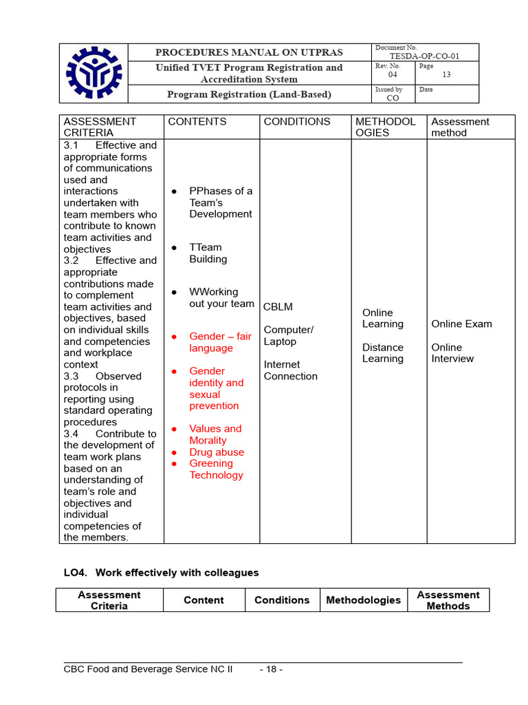 UTPRAS Procedures Manual Overview | PDF