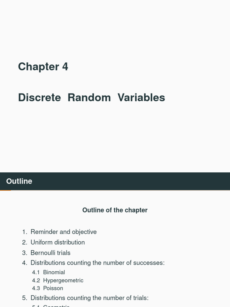 Chapitre 4 - Discrete Random Variables | PDF | Probability Distribution | Random Variable