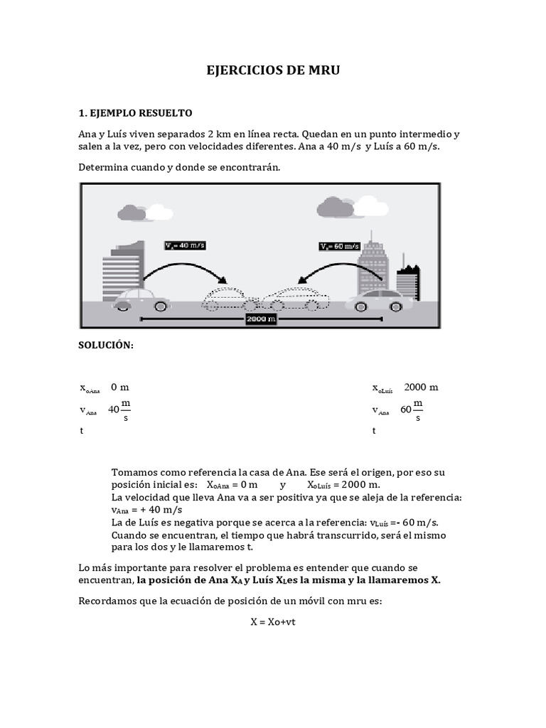 Ejercicios de Mru Resueltos | PDF | Ecuaciones | Objetos matemáticos