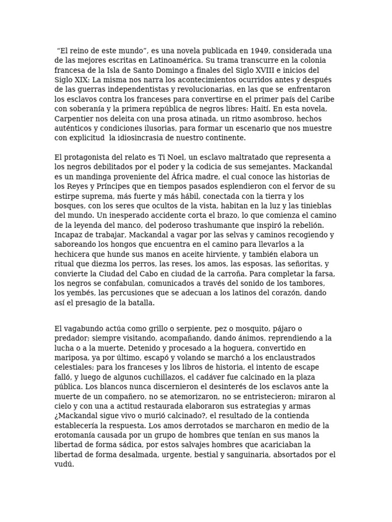 "El reino de este mundo: Vudú y libertad" | PDF