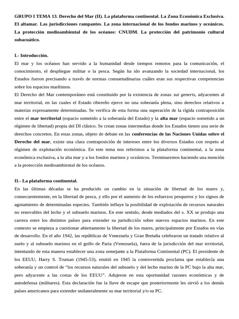 Derecho del Mar: Plataforma Continental y ZEE | PDF | Convención de las ...