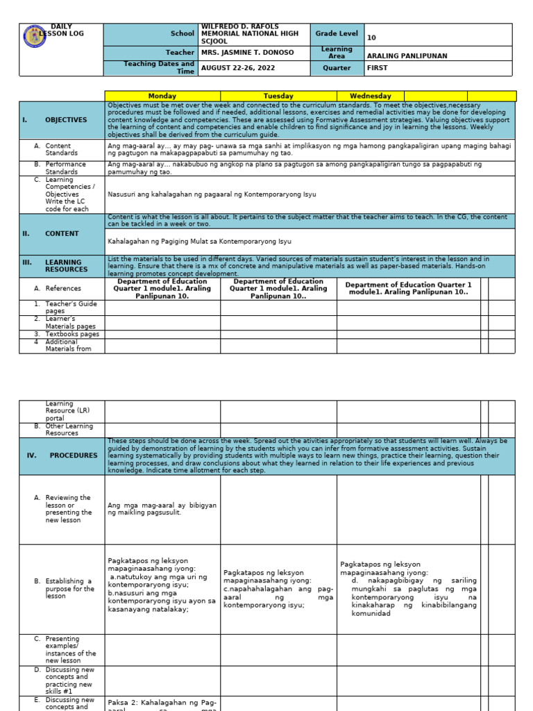 ARAL PAN 10 | PDF | Learning | Teaching
