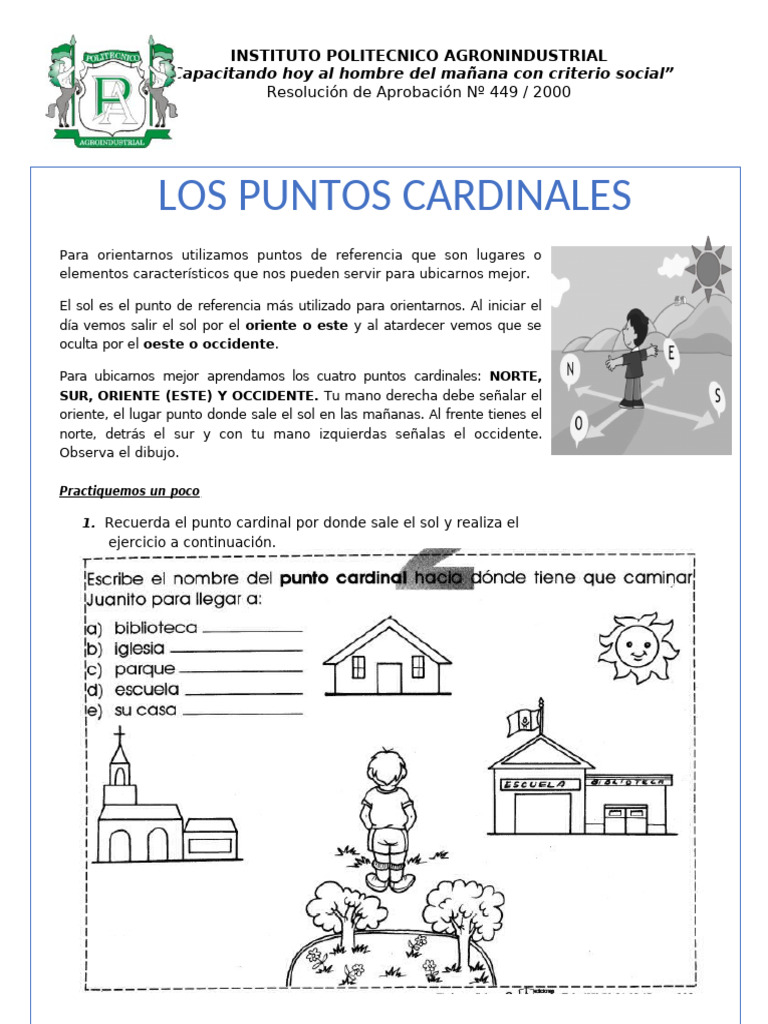 Actividades sobre Puntos Cardinales para Niños | PDF | Navegación