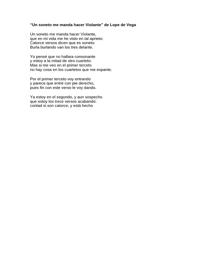 Un Soneto Me Manda Hacer Violante | PDF