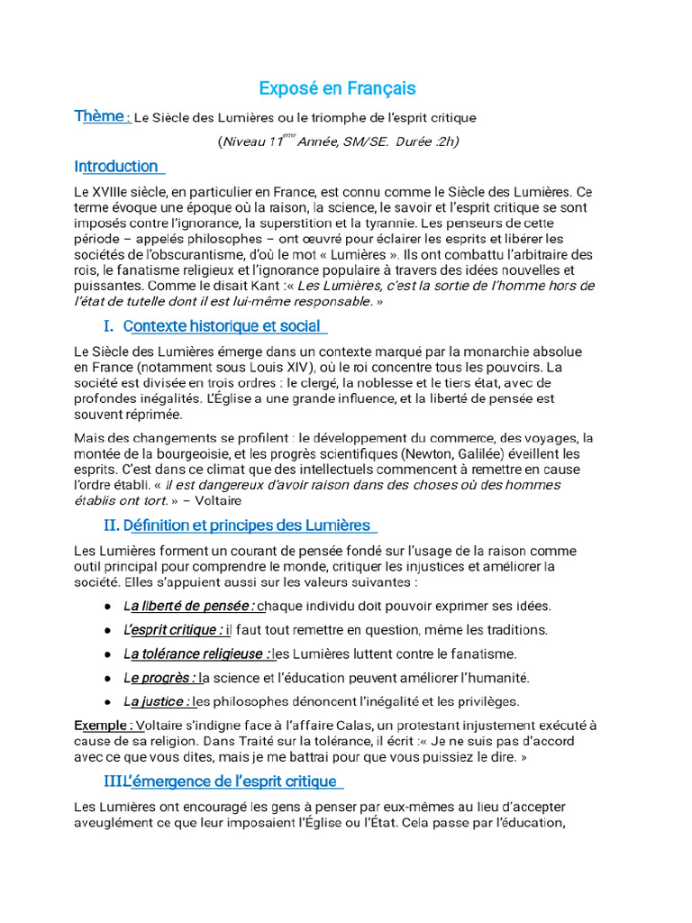 Exposé en Français | PDF