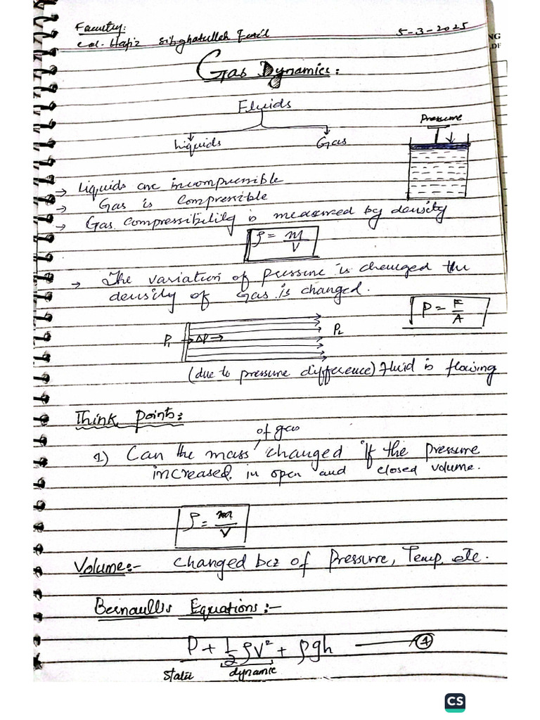 Gas Dynamics - Notes | PDF