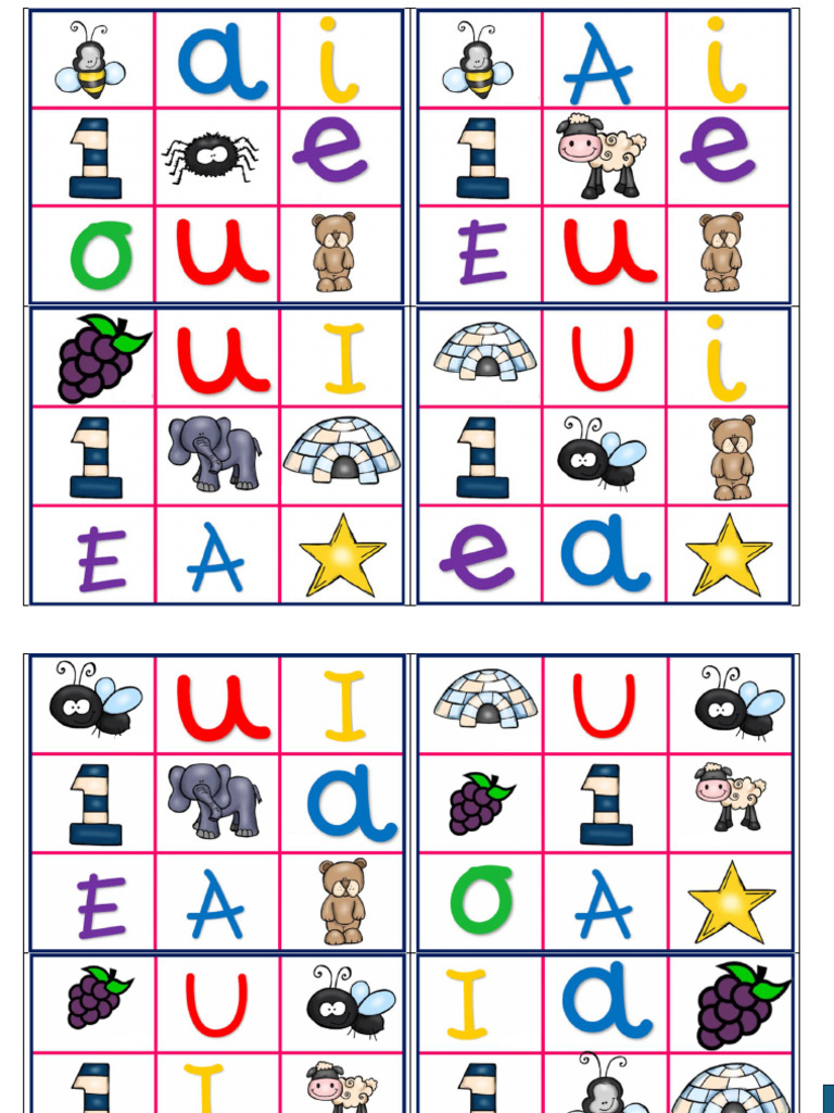 Loteria de Vocales Pre Kinder | PDF